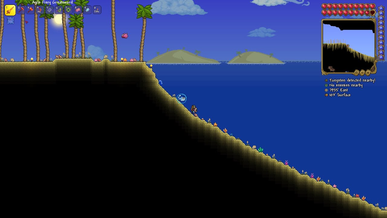Terraria: Draining an entire ocean into the depths of hell - YouTube