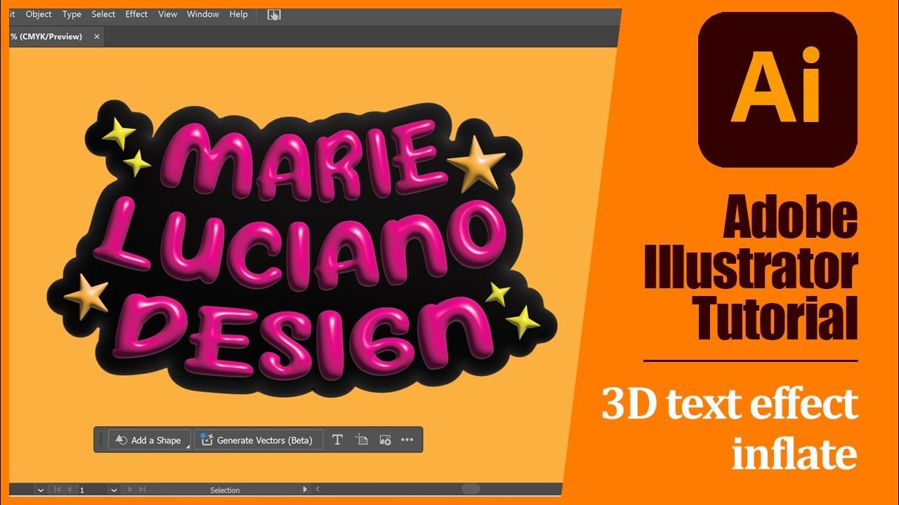 Adobe Illustrator Tutorial how to create 3D text effect using inflate ...