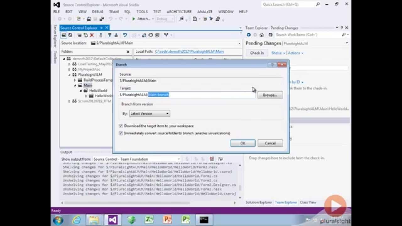 Merge & branch source code with TFS 2012 - YouTube