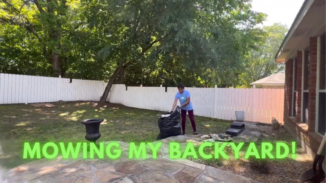 Mowing and cleaning my backyard! - YouTube