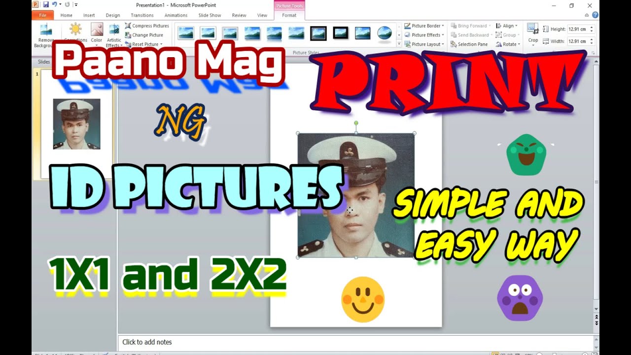 How to make 2x2 and 1x1 id pic in powerpoint - YouTube
