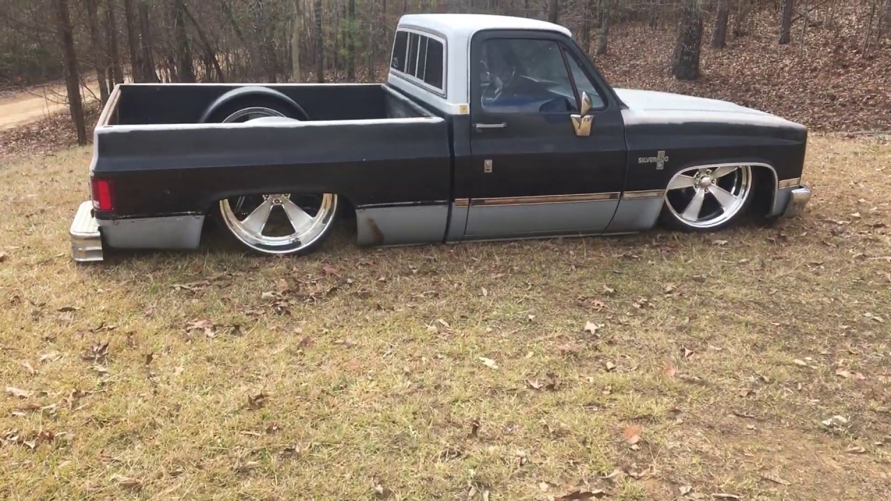BAGGED 1984 C10 CHEVY SHOP TRUCK BILLET INTRO WHEELS - YouTube
