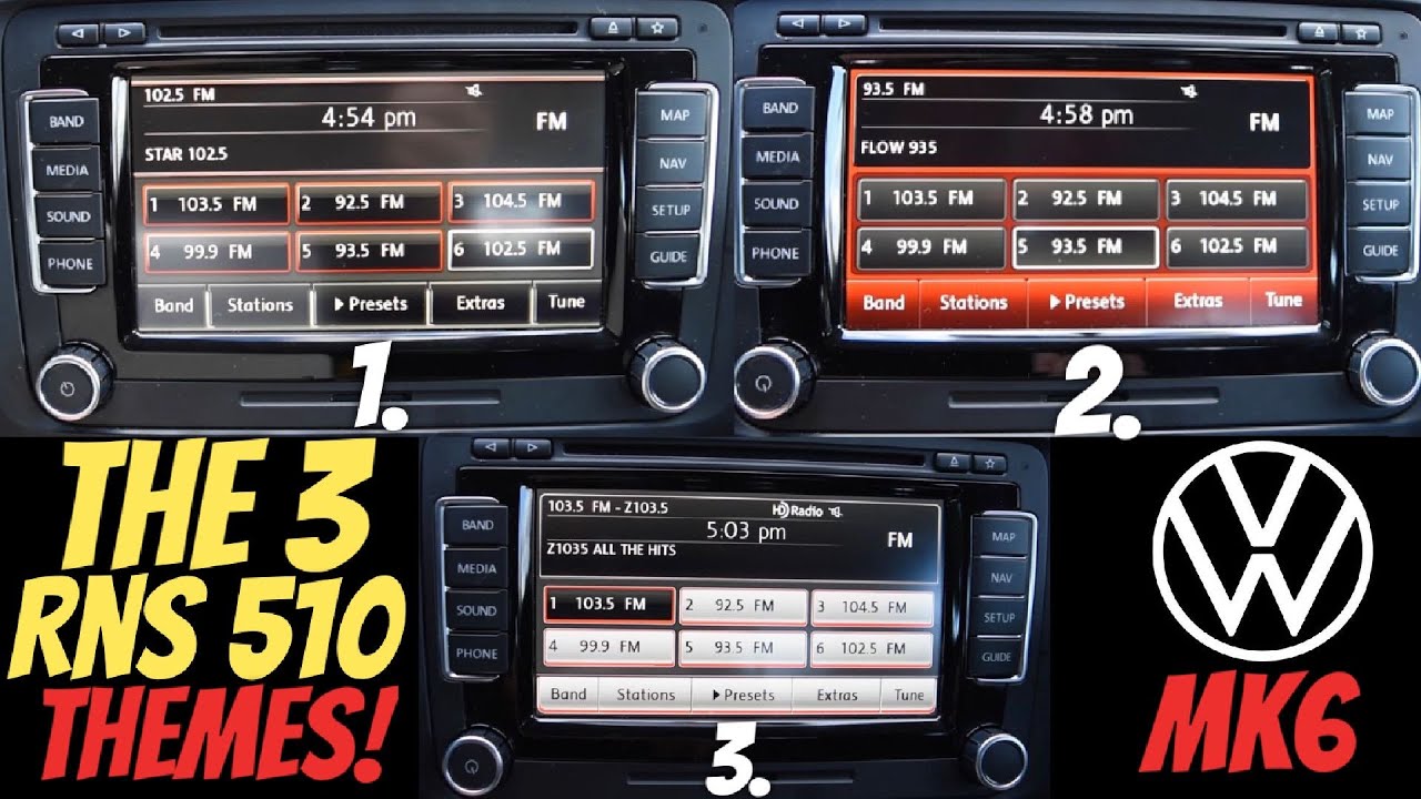 How To Change The Theme On A VW MK6 RNS 510 Stereo / Radio - YouTube