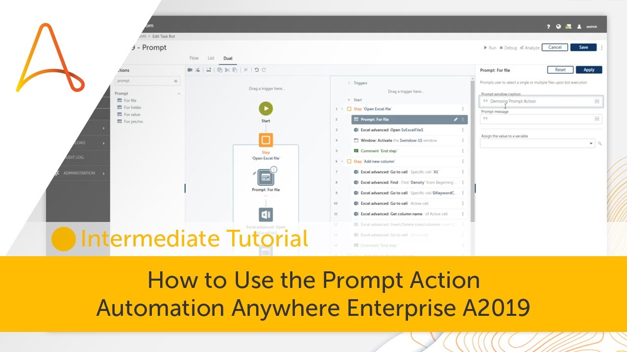 How to Use the Prompt Action in Automation Anywhere Enterprise A2019 ...
