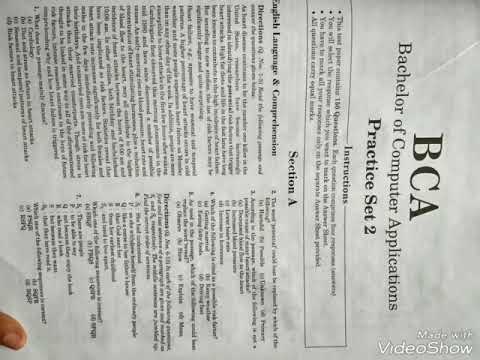 BCA entrance exam sample paper 2 - YouTube