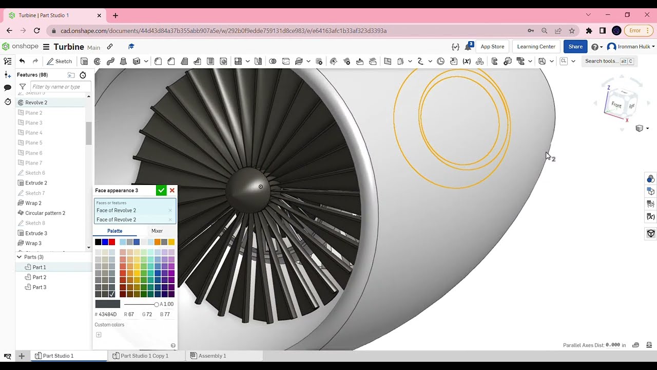 Jet Engine ( Gas Turbine) Project AERO(part 2) by Onshape #onshape # ...