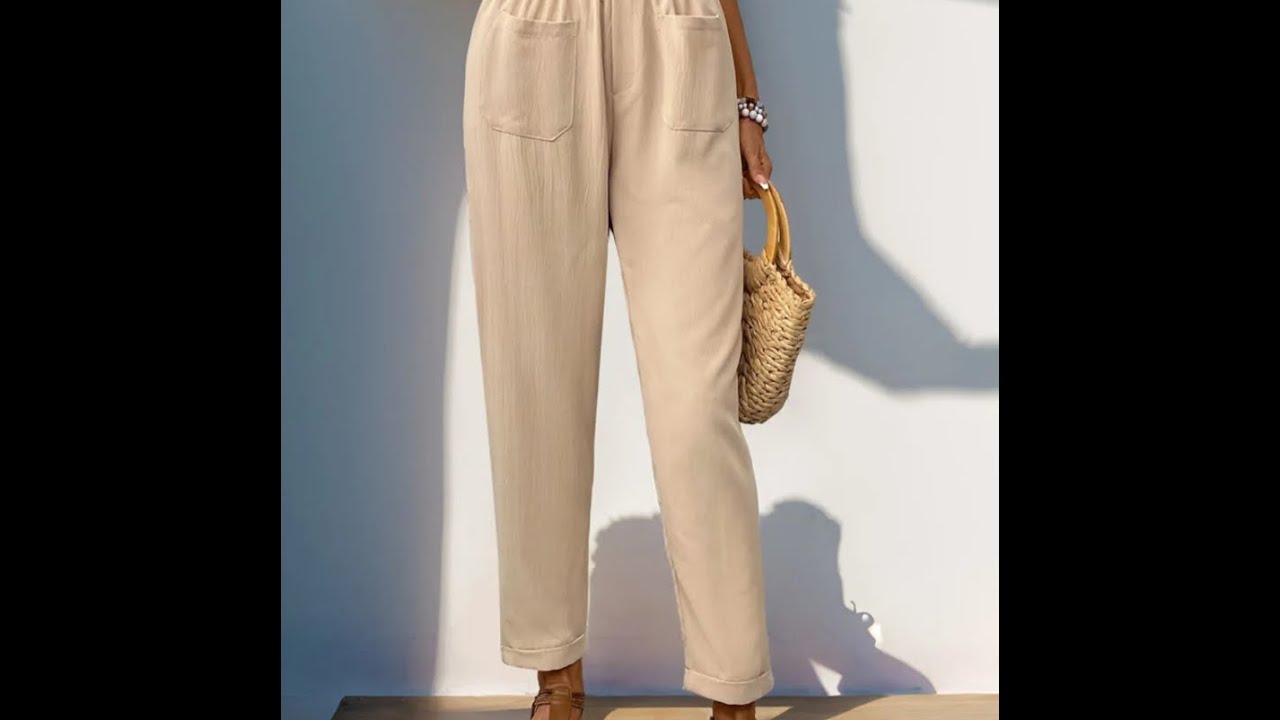 Frill High Waist Pants with Pockets - YouTube