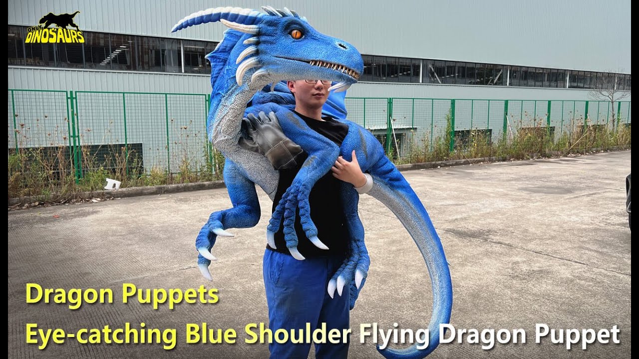 Eye-catching Blue Shoulder Flying Dragon Puppet | Dragon puppets - YouTube