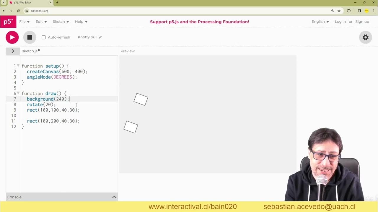 Código creativo con p5.js - clase 03 - translate() | rotate() | text ...