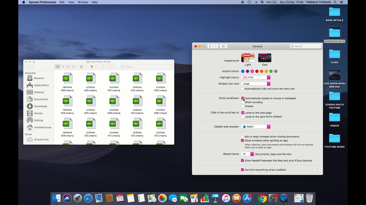 HOW TO CHANGE THE SETTINGS OF SHOW SCROLL BARS IN MAC OS MOJAVE - YouTube