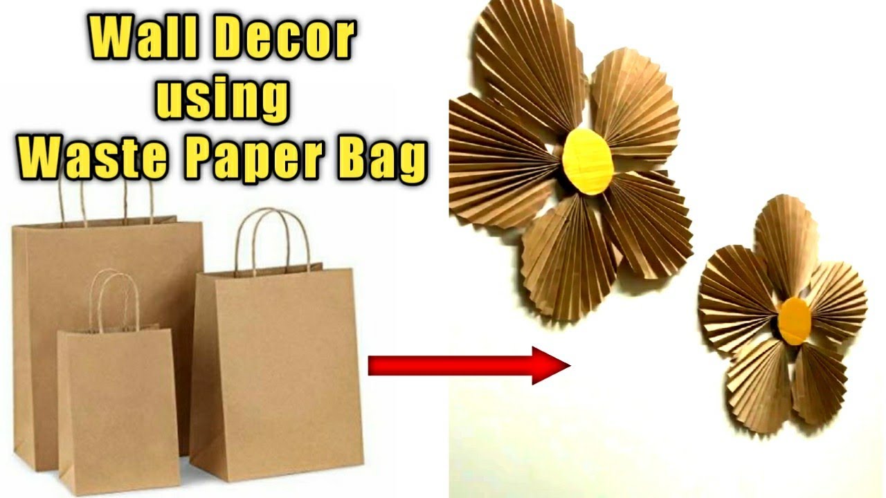 How to make a paper bag flower for wall decor | Hanging flower DIY ...