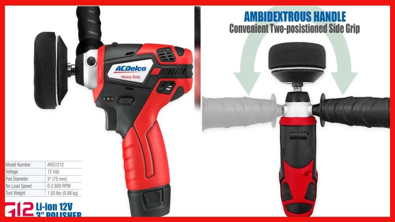 ACDelco G12 Series 12V Cordless 3 Mini Polisher Tool Set with 2 Li ion ...