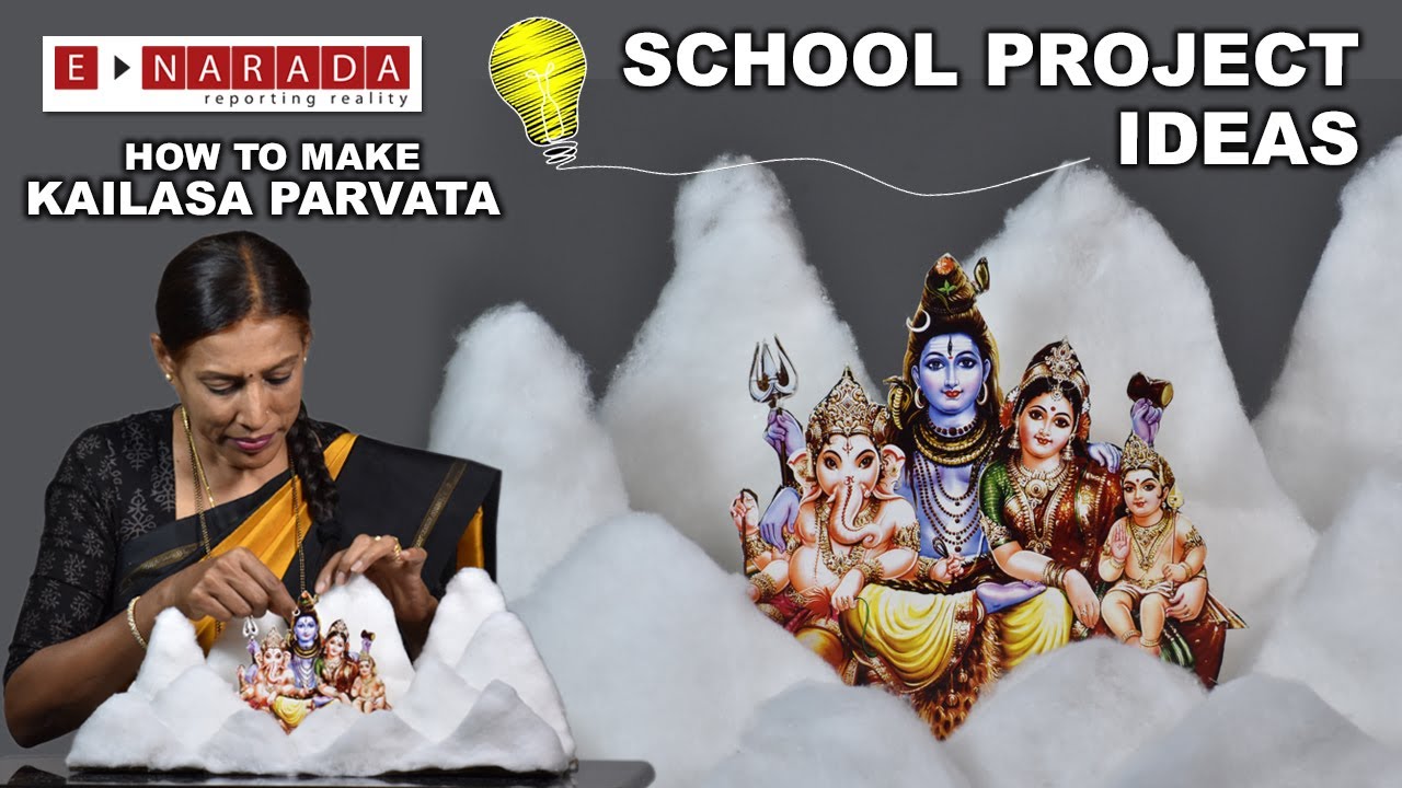 How to make kailash Parvat | School Project ideas | cotton craft ...