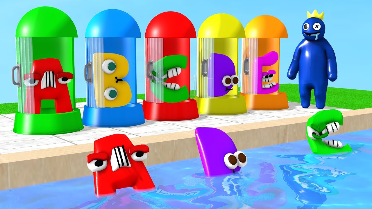 Alphabet Lore Water Slide Swimming Pool Challenge Vs The Rainbow ...