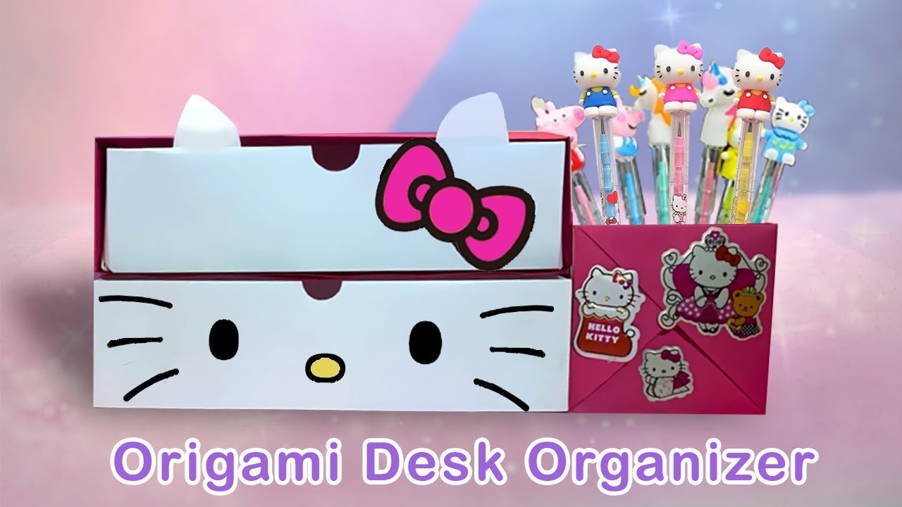 Conquer Clutter with Kawaii! DIY Hello Kitty Origami Desk Organizer (5 ...