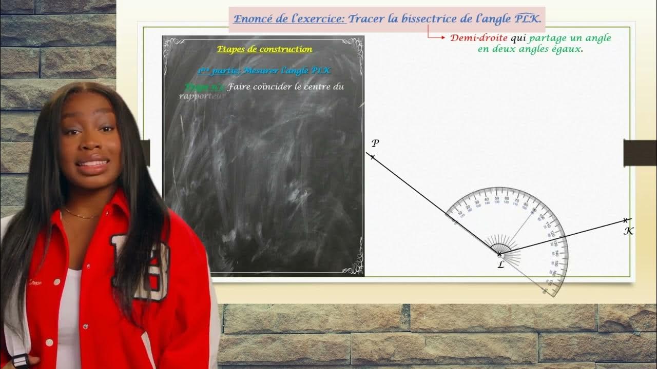 Tracer la bissectrice d'un angle avec un rapporteur - YouTube