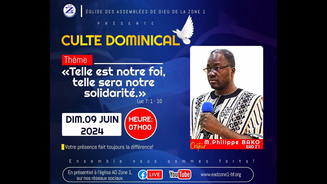 Culte Dominical Du 09 Juin 2024 Youtube
