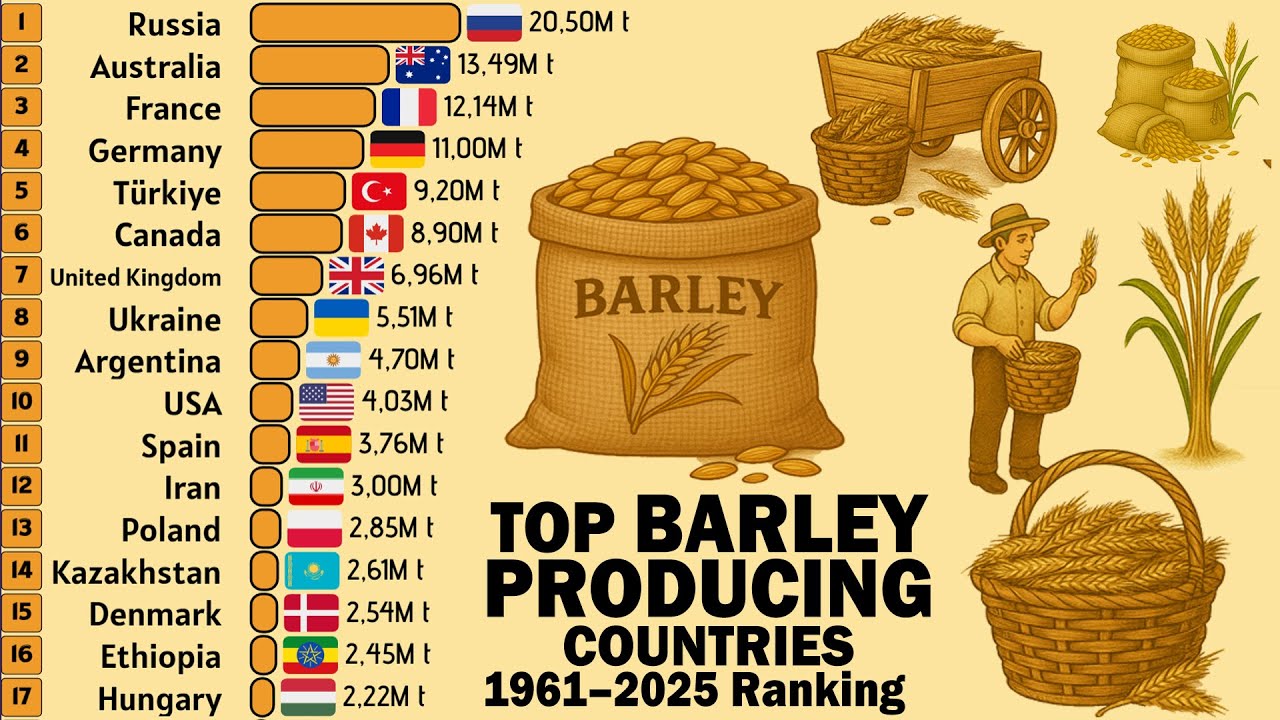 World Barley Production Ranking: 1961–2025 - YouTube