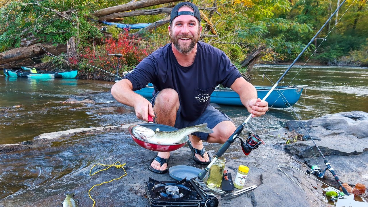 River Kayak Fishing & Camping In A Log Jam ( Catch & Cook ) - YouTube