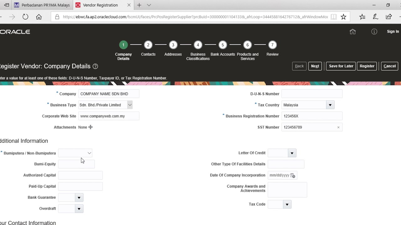 Vendor Registration Guide Pt 1 Company Details - YouTube