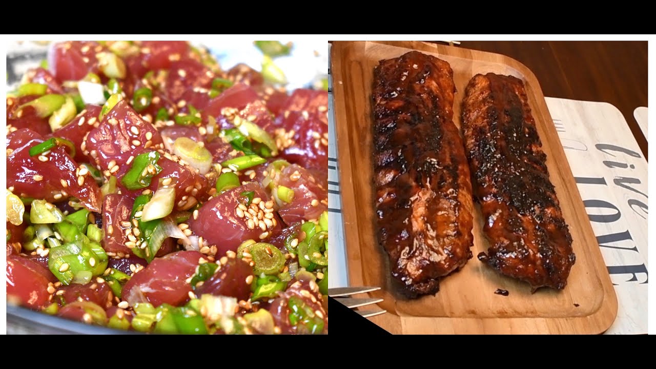 HOW TO COOK THE BEST BBQ RIBS AND AHI TUNA POKE (VEGAS COMBO 1) - YouTube