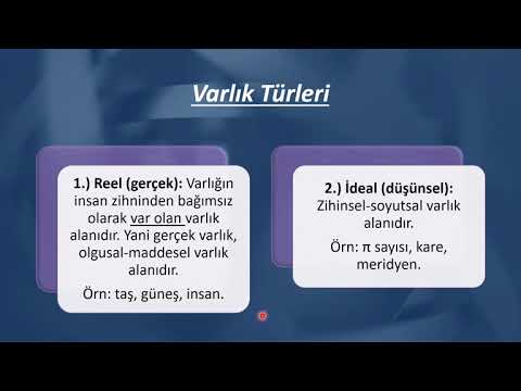 3.ÜNİTE: VARLIK FELSEFESİ= Varlık Ana Soruları ve Varlık Türleri