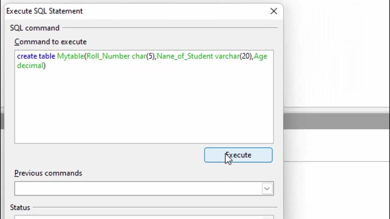 Creating Table with SQL query in Open Office@COMPUTEREXCELSOLUTION - YouTube