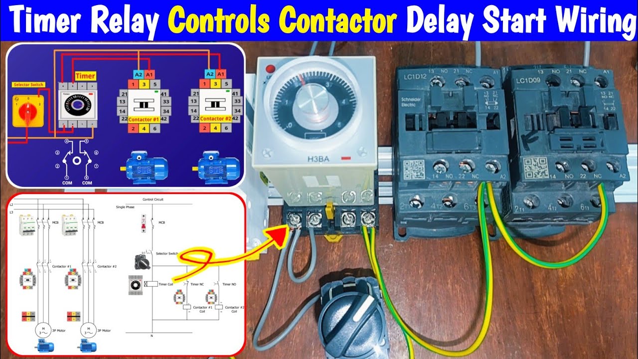 8 Pin Time Relay Control Contactor Connection Practical and Explain ...