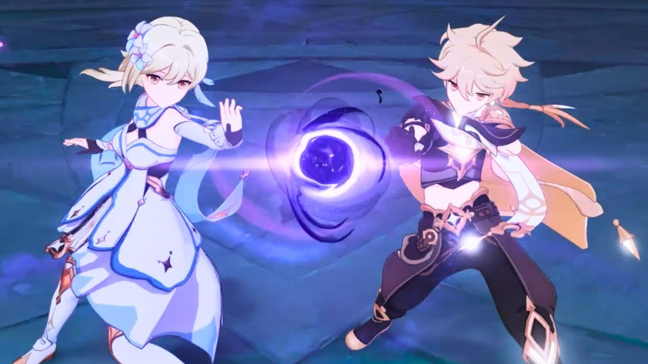 Lumine & Aether Fights and Works Together (Genshin Luna I Cutscene ...