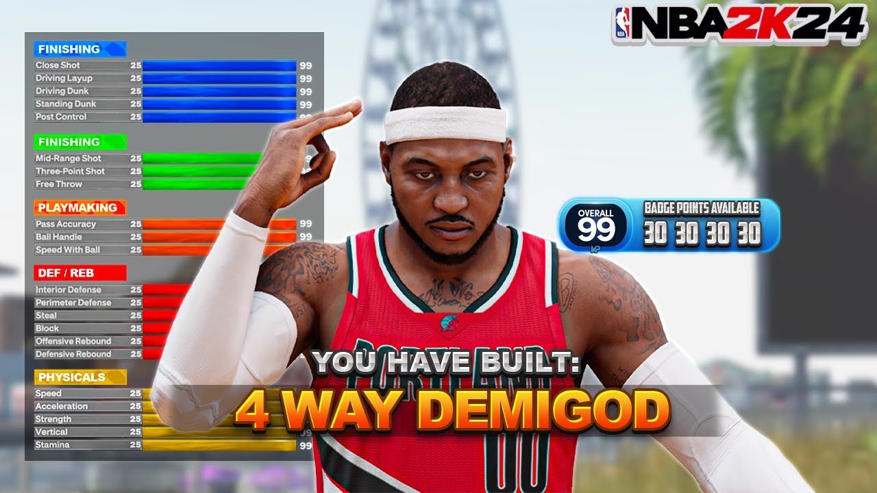 NBA 2K24 NEW 4 WAY DEMIGOD PF BUILD - YouTube