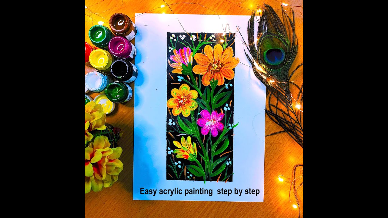 Easy acrylic Painting on cartridge sheet tutorial step by step - YouTube