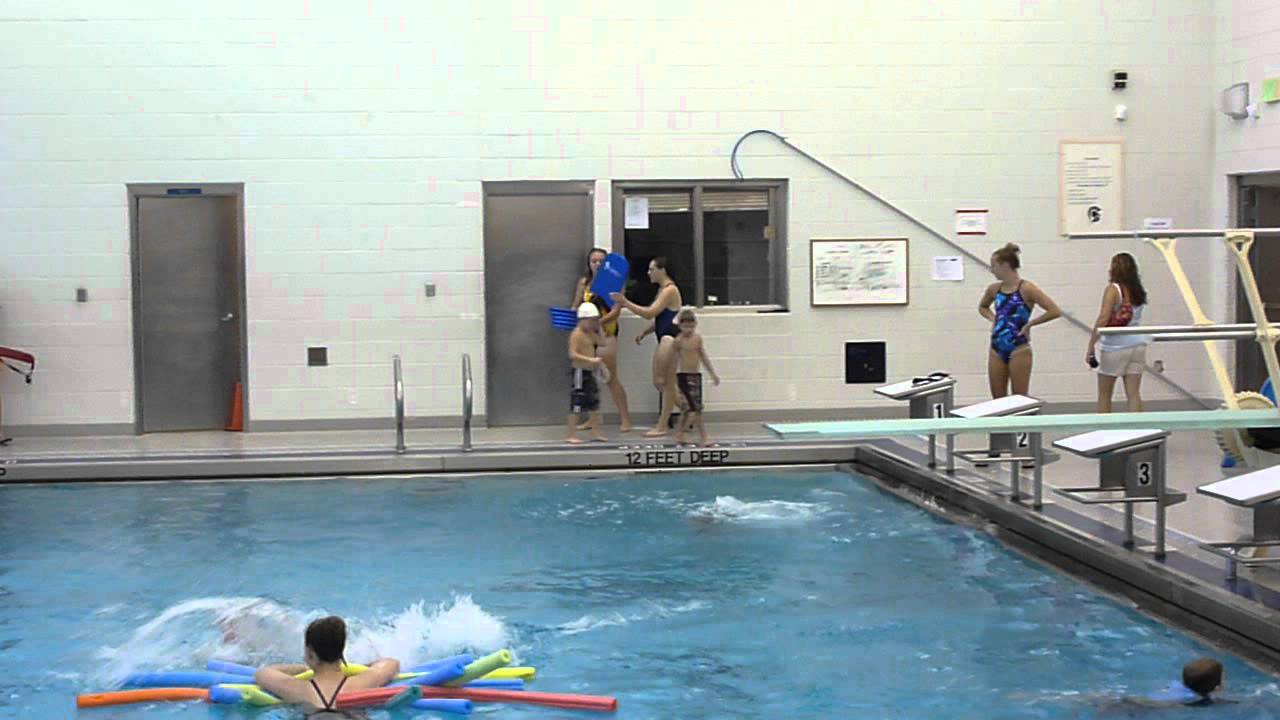 Matt Jumps off the Diving Board at Swimming Lessons - YouTube