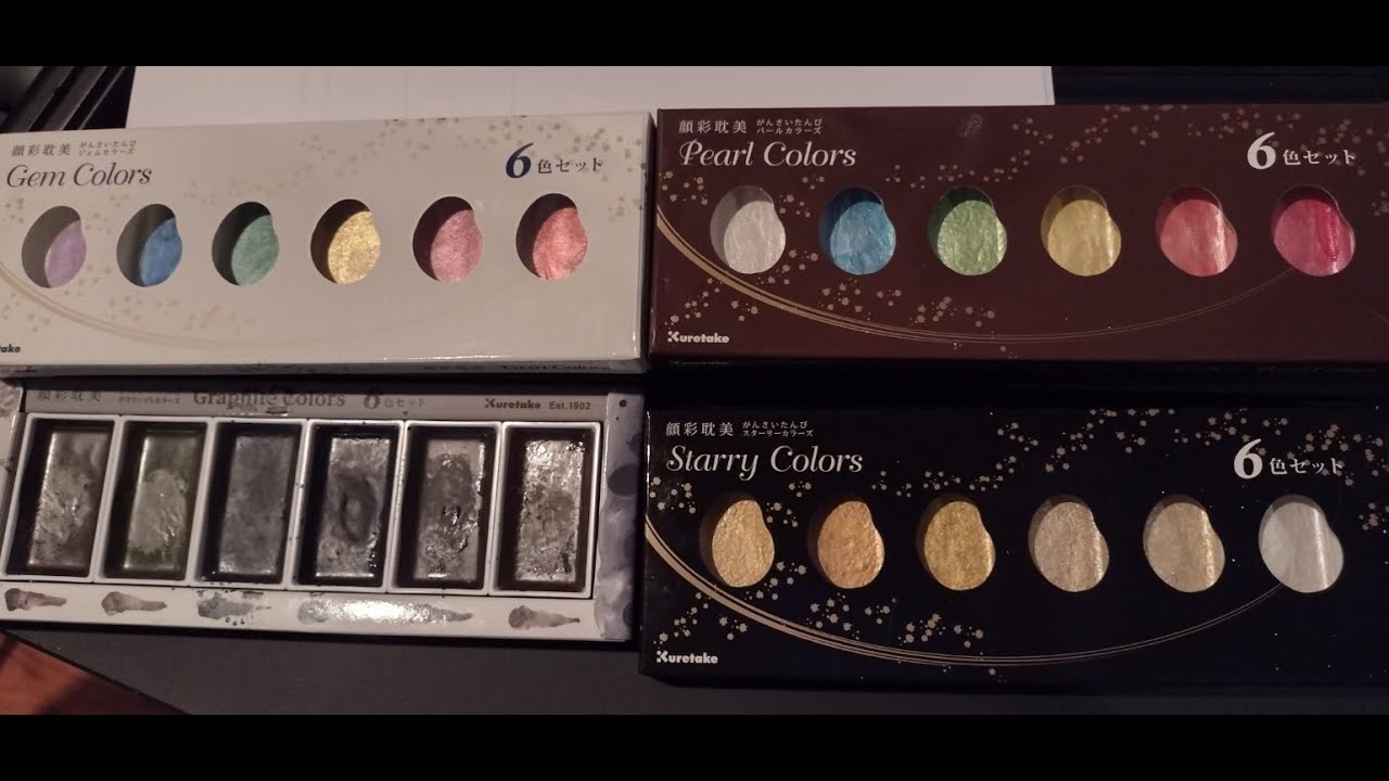 Kuretake GANSAI TAMBI Graphite Colors 6 color set, Dark Metallic Black ...