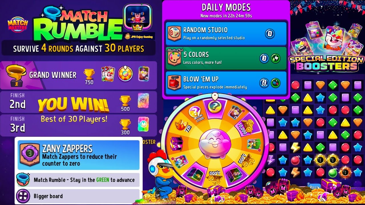Match Masters Daily Mode day and Match Rumble 30 player Zany Zappers ...