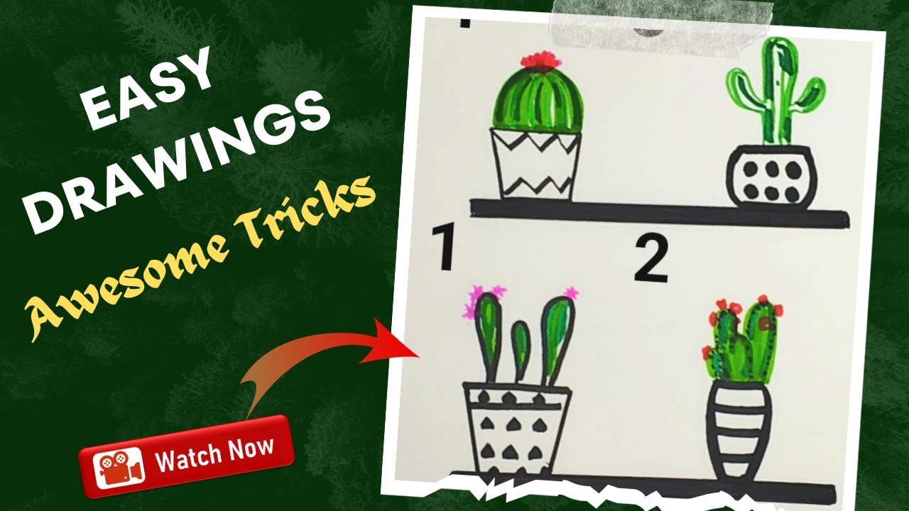 4 Awesome drawing tricks | Easy drawings | Step by Step | Drawing for ...