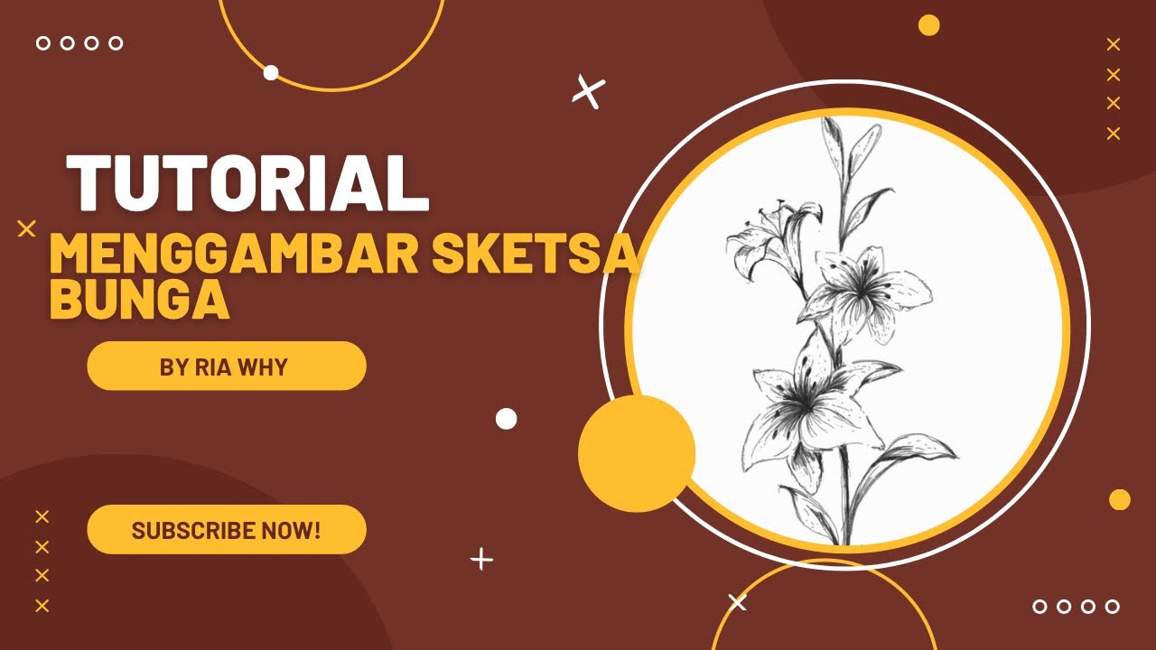 Cara gambar sketsa bunga lily | how to draw a sketch of a lily flower ...