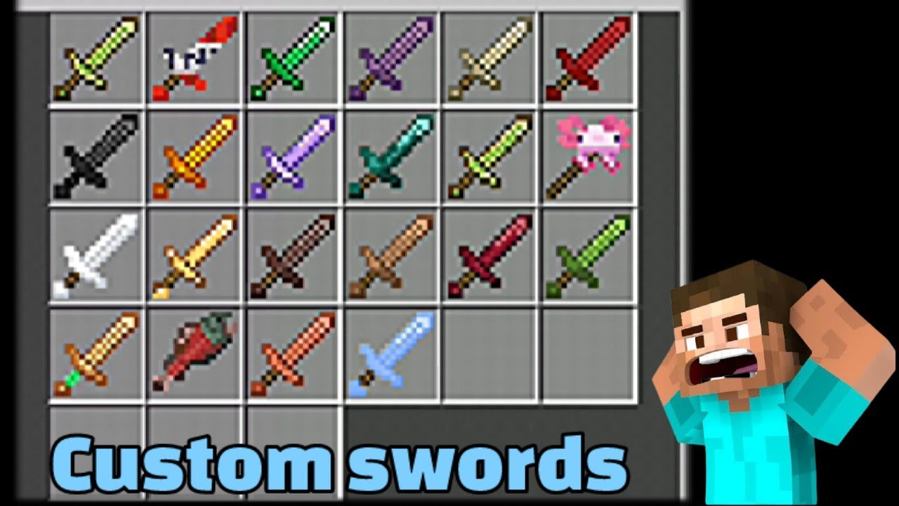 Minecraft but you can craft custom swords || mcpe - YouTube