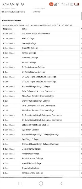 My Preference List for Delhi University l Bcom Hons)& Bcom (Prog) l #du preference list for ...