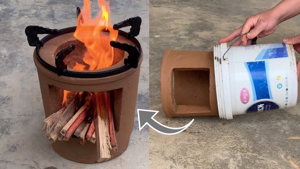 Creative Firewood Stove From Old Plastic Barrels With Cement And Clay ...