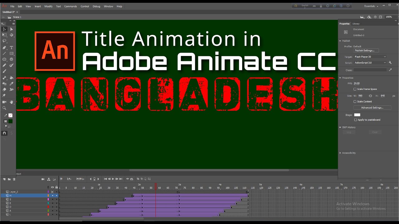 How To Create Title Animation In Adobe Animate CC - YouTube