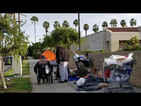 Homeless On The Sidewalk In Santa Monica California - YouTube