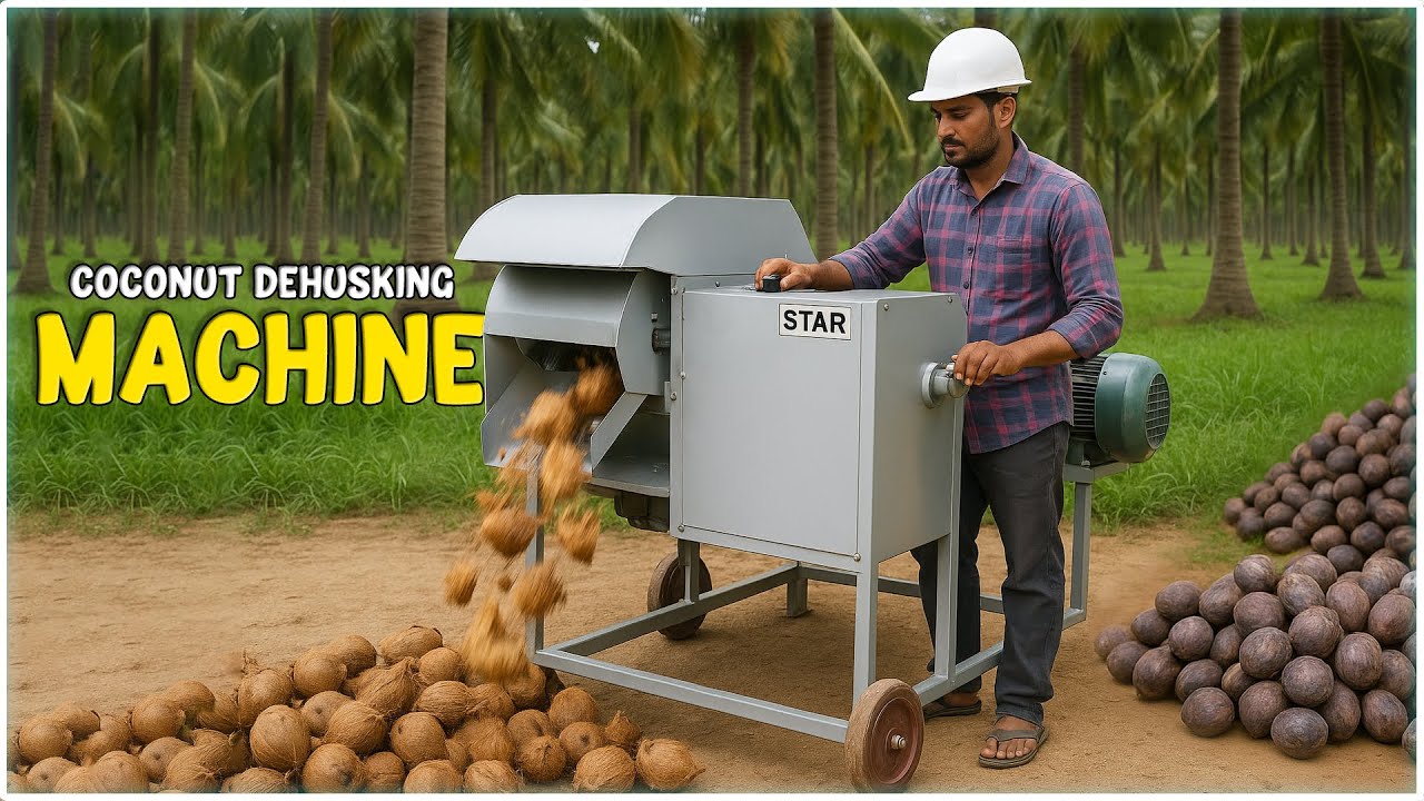 Coconut Dehusking Machine / Coconut Peeling Machine - YouTube
