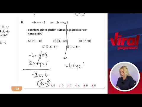 1. DERECEDEN İKİ BİLİNMEYENLİ DENKLEMLER | Kazanım Testi | Sayfa  193 - 194