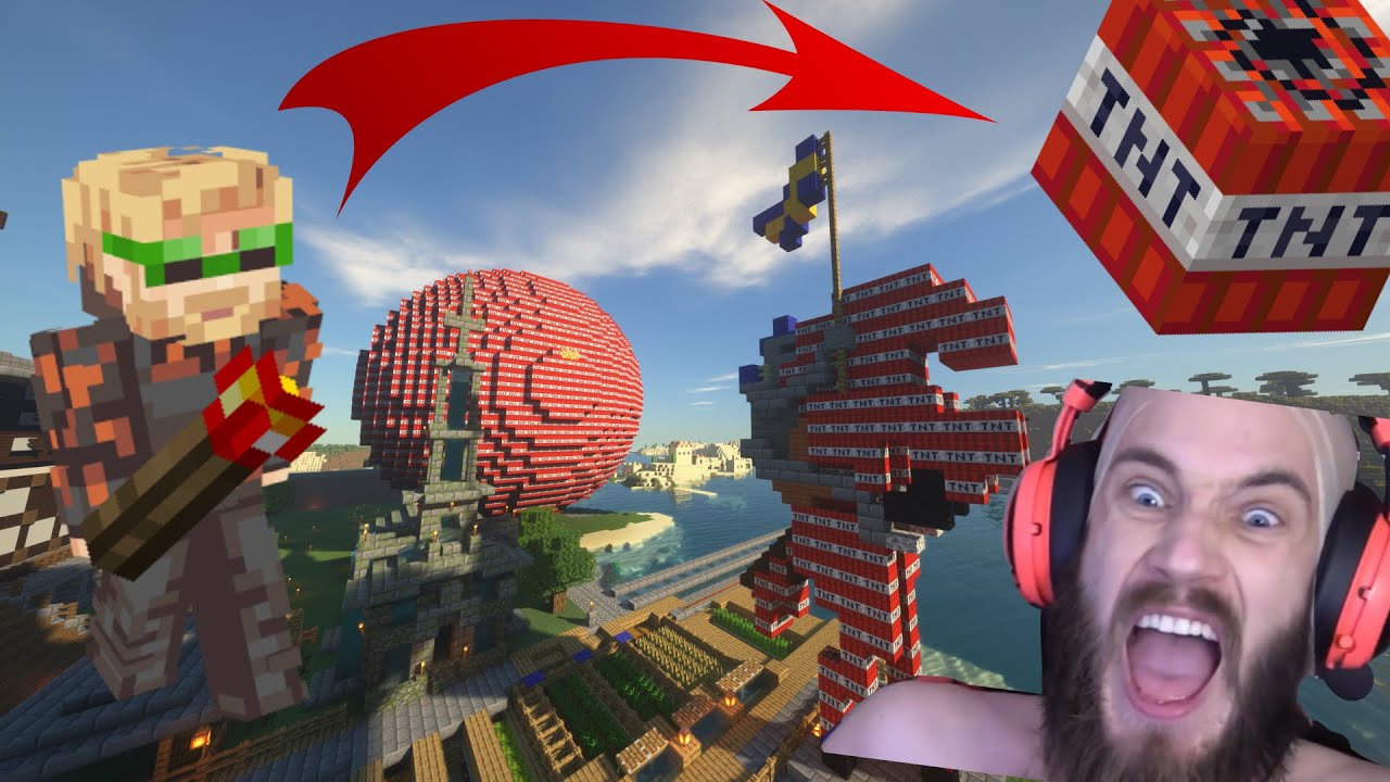 Blowing up PewDiePie's Minecraft World!! - YouTube