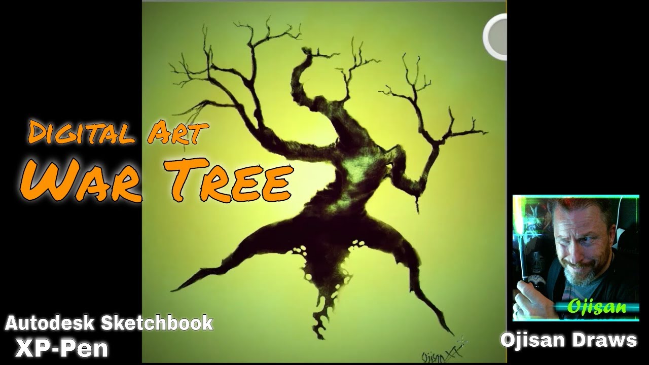 Random Digital Art War Tree (Autodesk Sketchbook with an XP Pen) - YouTube