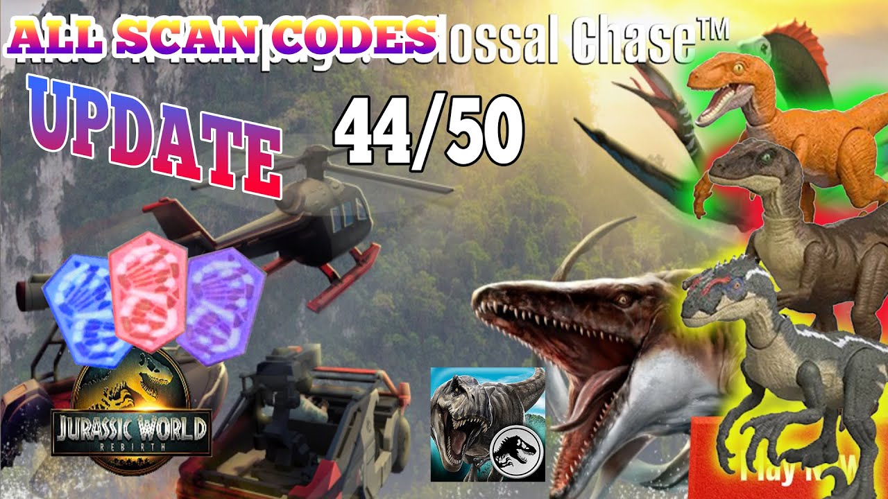 Jurassic World REBIRTH 2025 MATTEL Scan Codes All Dinosaurs UPDATE 44/ ...