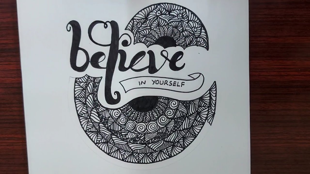 Quote Mandala Art/ Believe in Yourself Drawing/ Quote Drawing/ Mandala ...