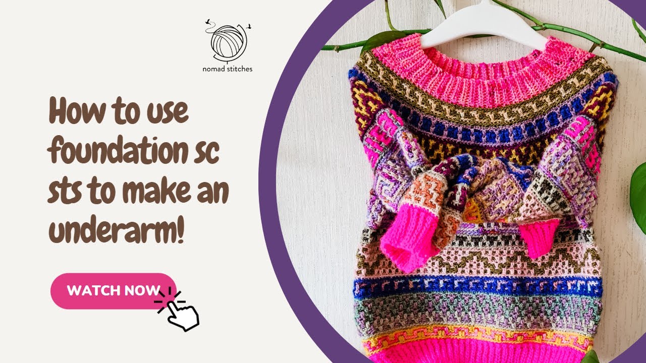 How to work an underarm with Foundation Single Crochets - YouTube