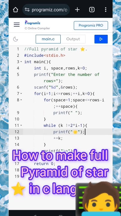 How To Make Full Pyramid Pattern Of Star ⭐ In C Languagecpattern Coding Cprogramming Basicc