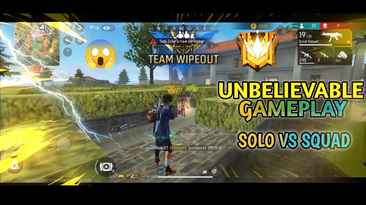 SOLO VS SQUAD UNBELIEVABLE GAMEPLAY || MUST WATCH || GARENA FREE FIRE 🔥 ...